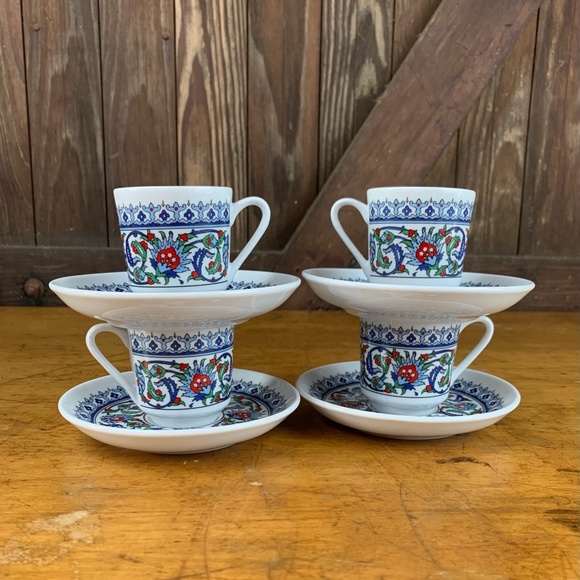 Gural | Dining | Gural Porselen Turkish Demitasse Cups Saucers Set Of 4 ...